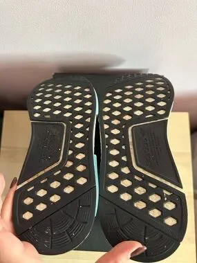 adidas | Shoes | Adidas Black Knit Sneakers With Light Blue Accents ...
